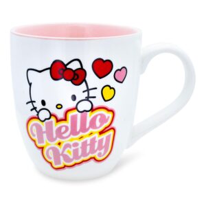 silver buffalo sanrio hello kitty hearts ceramic mug | holds 18 ounces