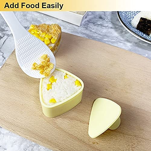 Triangle Onigiri Sushi Mold Press Molds, HiYi Non Stick Sushi Making Kit, 1 Each Large & Small DIY Rice Ball Maker Mold Sets, Sushi Bento Nori Seaweed Kitchen Rice Ball Mold DIY Kitchen Gadget, Yellow