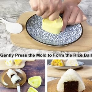 Triangle Onigiri Sushi Mold Press Molds, HiYi Non Stick Sushi Making Kit, 1 Each Large & Small DIY Rice Ball Maker Mold Sets, Sushi Bento Nori Seaweed Kitchen Rice Ball Mold DIY Kitchen Gadget, Yellow