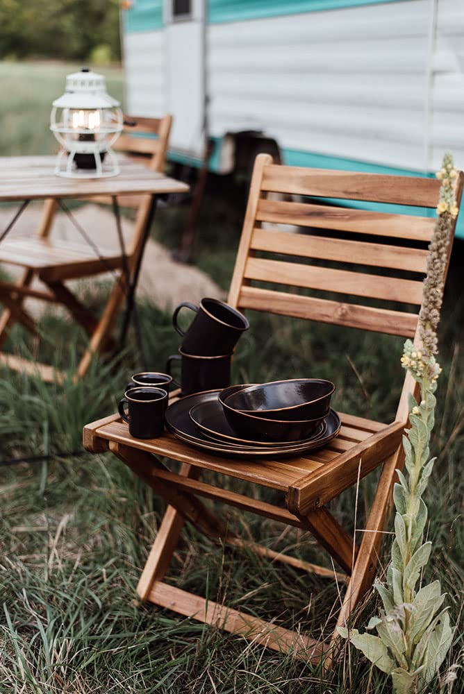 Barebones Enamel Bowls- Dishes Set of 2- Formal Enamel Bowl and Enamelware Set for Camping and Everyday Use- Charcoal