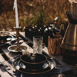 Barebones Enamel Bowls- Dishes Set of 2- Formal Enamel Bowl and Enamelware Set for Camping and Everyday Use- Charcoal