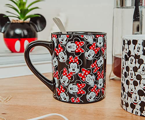 Disney Mickey and Minnie Classic Allover Faces Ceramic Mugs | Set of 2