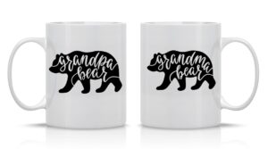 grandma bear grandpa bear - 11oz best grandma grandpa ever grandparent grandfather grandmother idea couple mugs anniversary coffee and tea cups set grandmother grandfather, grandchildren son daughter