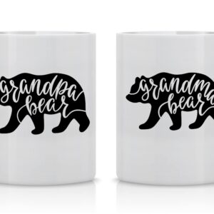 Grandma Bear Grandpa Bear - 11oz Best Grandma Grandpa Ever Grandparent Grandfather Grandmother Idea Couple Mugs Anniversary Coffee and Tea Cups Set Grandmother Grandfather, Grandchildren Son Daughter