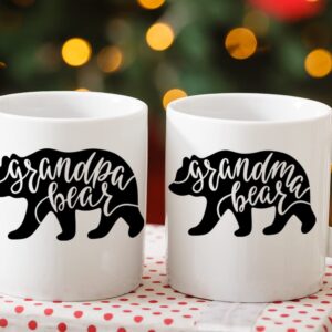 Grandma Bear Grandpa Bear - 11oz Best Grandma Grandpa Ever Grandparent Grandfather Grandmother Idea Couple Mugs Anniversary Coffee and Tea Cups Set Grandmother Grandfather, Grandchildren Son Daughter