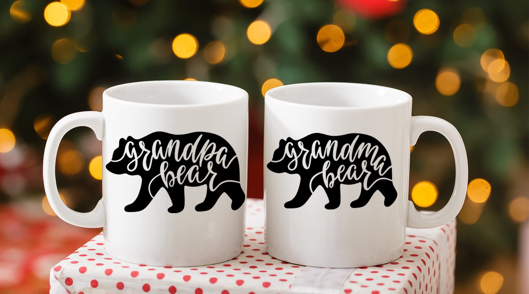 Grandma Bear Grandpa Bear - 11oz Best Grandma Grandpa Ever Grandparent Grandfather Grandmother Idea Couple Mugs Anniversary Coffee and Tea Cups Set Grandmother Grandfather, Grandchildren Son Daughter