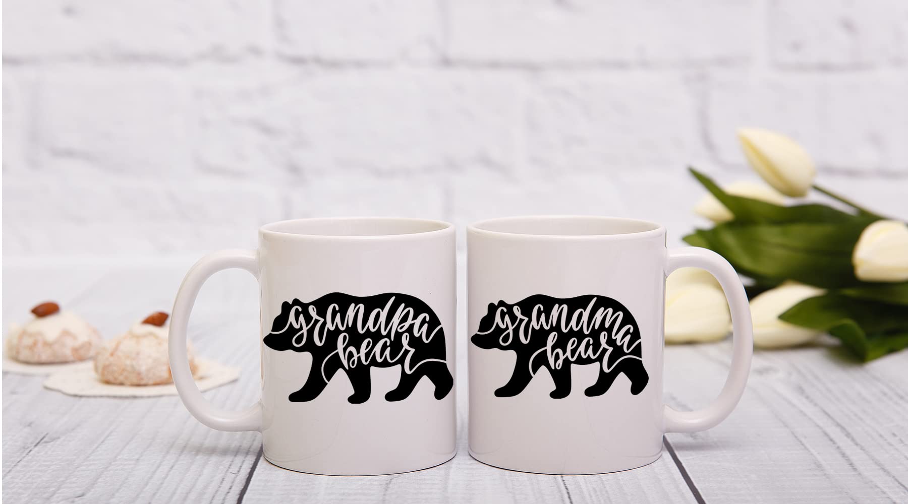 Grandma Bear Grandpa Bear - 11oz Best Grandma Grandpa Ever Grandparent Grandfather Grandmother Idea Couple Mugs Anniversary Coffee and Tea Cups Set Grandmother Grandfather, Grandchildren Son Daughter