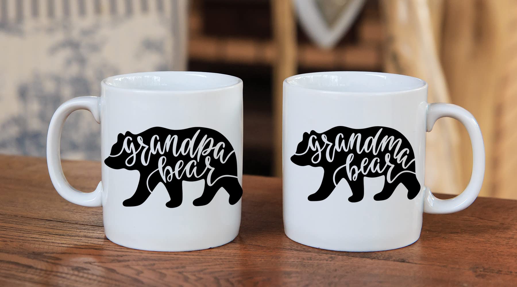 Grandma Bear Grandpa Bear - 11oz Best Grandma Grandpa Ever Grandparent Grandfather Grandmother Idea Couple Mugs Anniversary Coffee and Tea Cups Set Grandmother Grandfather, Grandchildren Son Daughter