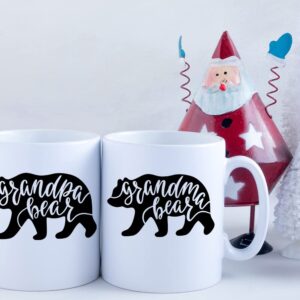 Grandma Bear Grandpa Bear - 11oz Best Grandma Grandpa Ever Grandparent Grandfather Grandmother Idea Couple Mugs Anniversary Coffee and Tea Cups Set Grandmother Grandfather, Grandchildren Son Daughter