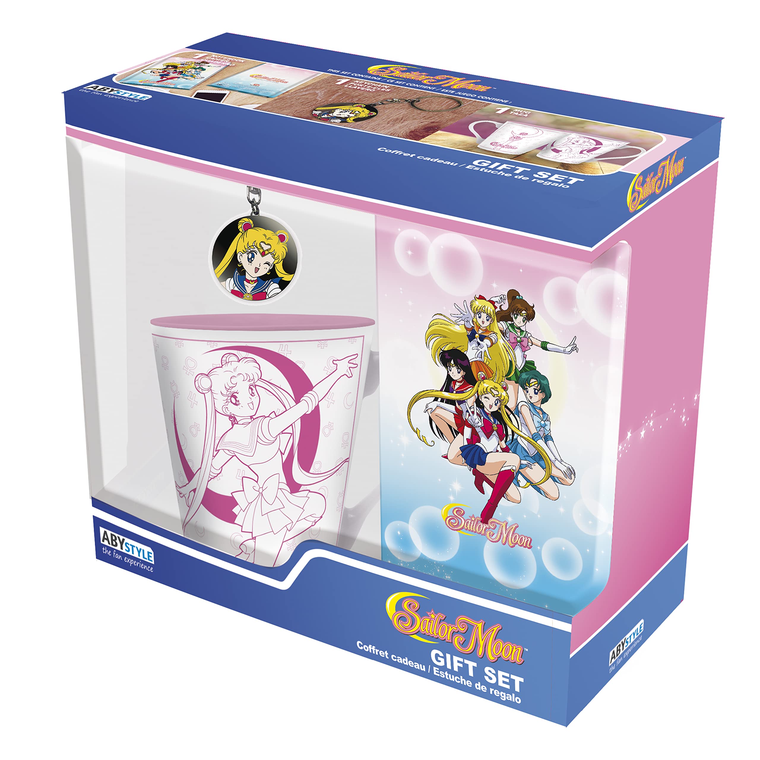 ABYSTYLE Sailor Moon Gift Sets Include Ceramic Coffee Tea Mug, Keychain, and Journal Anime Manga Drinkware Home &Kitchen Essentials Dishwasher and Microwave Safe (3 Pc. Moon Princess)