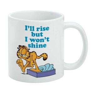 graphics & more garfield i'll rise but i won't shine ceramic coffee mug, novelty gift mugs for coffee, tea and hot drinks, 11oz, white