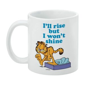 GRAPHICS & MORE Garfield I'll Rise but I won't Shine Ceramic Coffee Mug, Novelty Gift Mugs for Coffee, Tea and Hot Drinks, 11oz, White