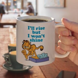 GRAPHICS & MORE Garfield I'll Rise but I won't Shine Ceramic Coffee Mug, Novelty Gift Mugs for Coffee, Tea and Hot Drinks, 11oz, White