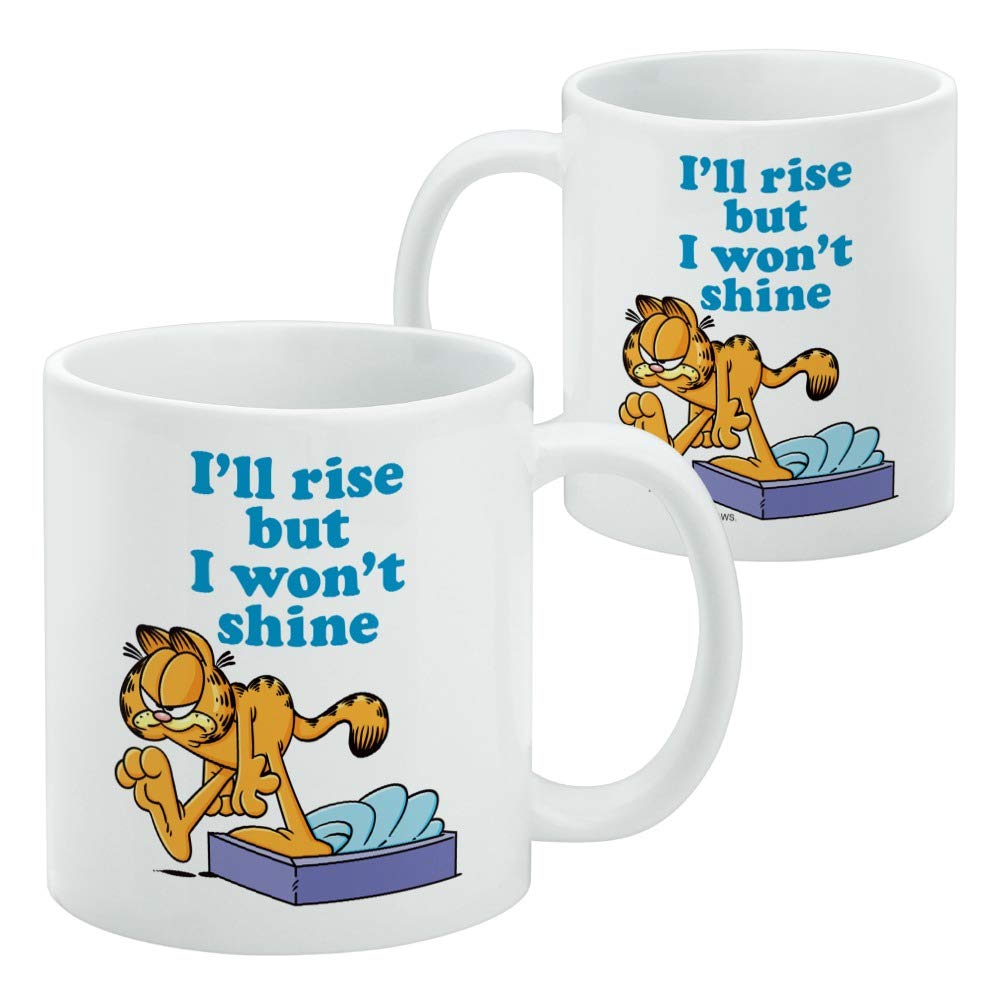 GRAPHICS & MORE Garfield I'll Rise but I won't Shine Ceramic Coffee Mug, Novelty Gift Mugs for Coffee, Tea and Hot Drinks, 11oz, White