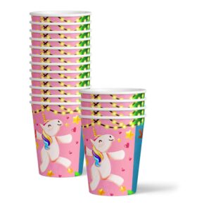 Unicorns & Dinos Joint Birthday Party Supplies Set Plates Napkins Cups Tableware Kit for 16