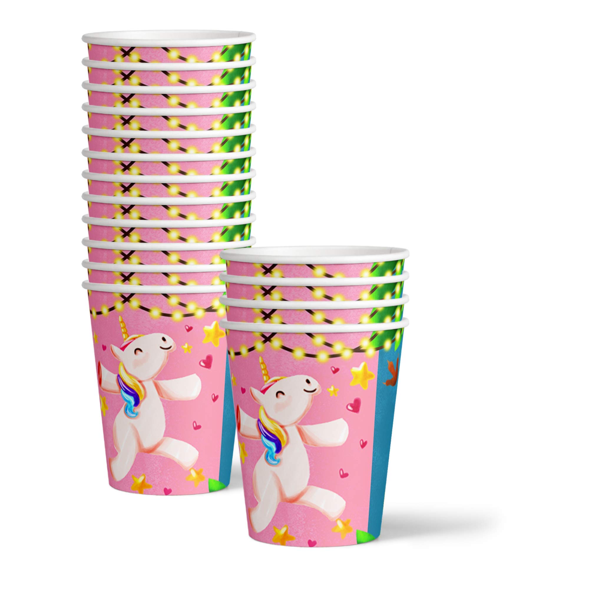 Unicorns & Dinos Joint Birthday Party Supplies Set Plates Napkins Cups Tableware Kit for 16