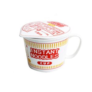 YULINJING Instant Noodle Bowl Creative Instant Noodle Ceramic Cup Bowl with Cover Bento Box Student Lunch Box Instant Noodle Bowl Soup Bowl Set