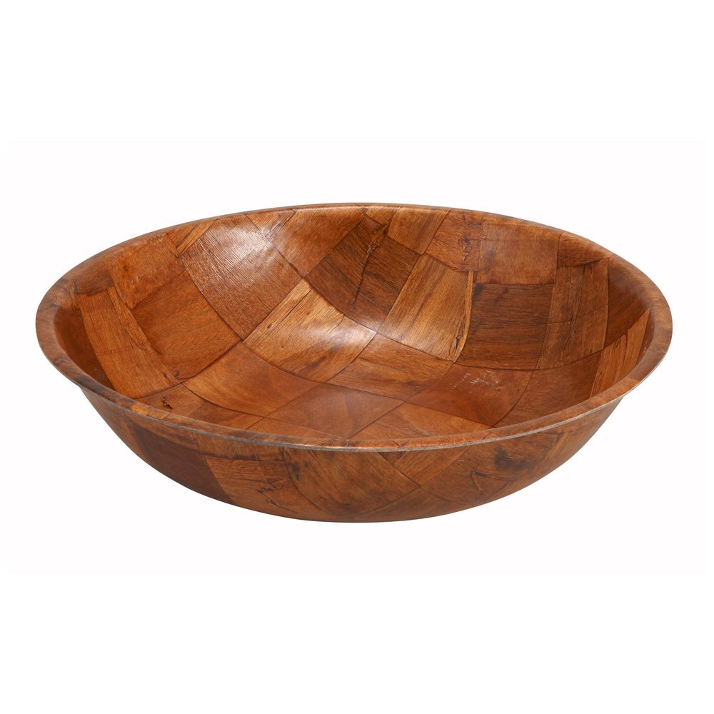 Winco WWB-18 Wooden Woven Salad Bowl, 18-Inch, Brown