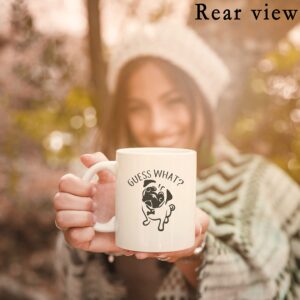 QUICQOD Funny Best Gifts for Kids Girls Women Pug Mom Pug Lovers - Guess What Pug Butt 11 Oz White Coffee Mug - Christmas Thanksgiving Birthday Anniversary Presents