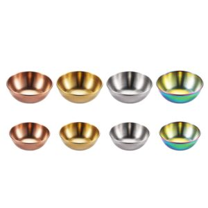 Hayuhone 12 Pack Stainless Steel Sauce Dishes, Gold Mini Saucers Bowl Round Seasoning Dishes Sushi Dipping Bowl Appetizer Plates, 3.15inch