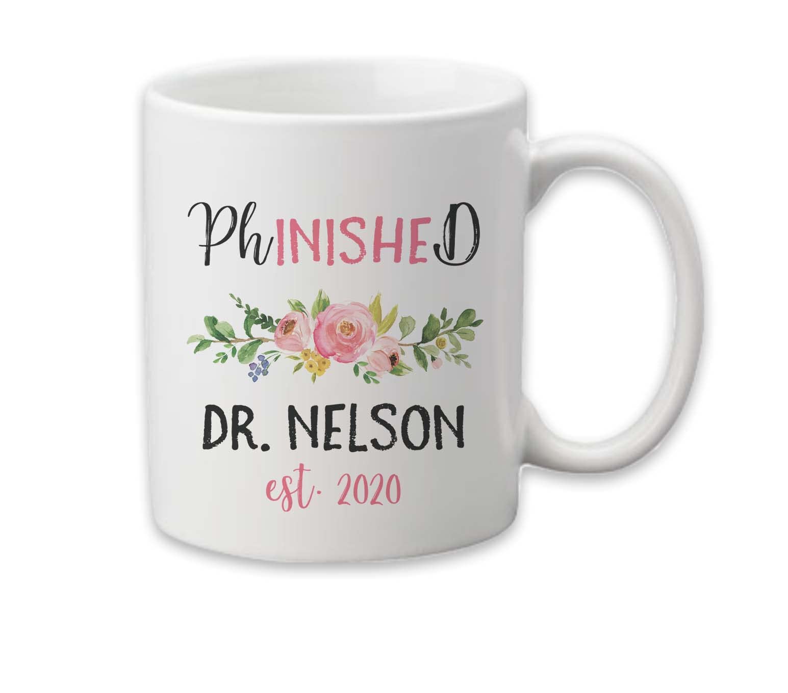 CANARY ROAD PhinisheD Coffee Cup | PhD Graduation Mug | Personalized PhD Gift | PHd Graduation Gift | Phinally Done | PhD Present