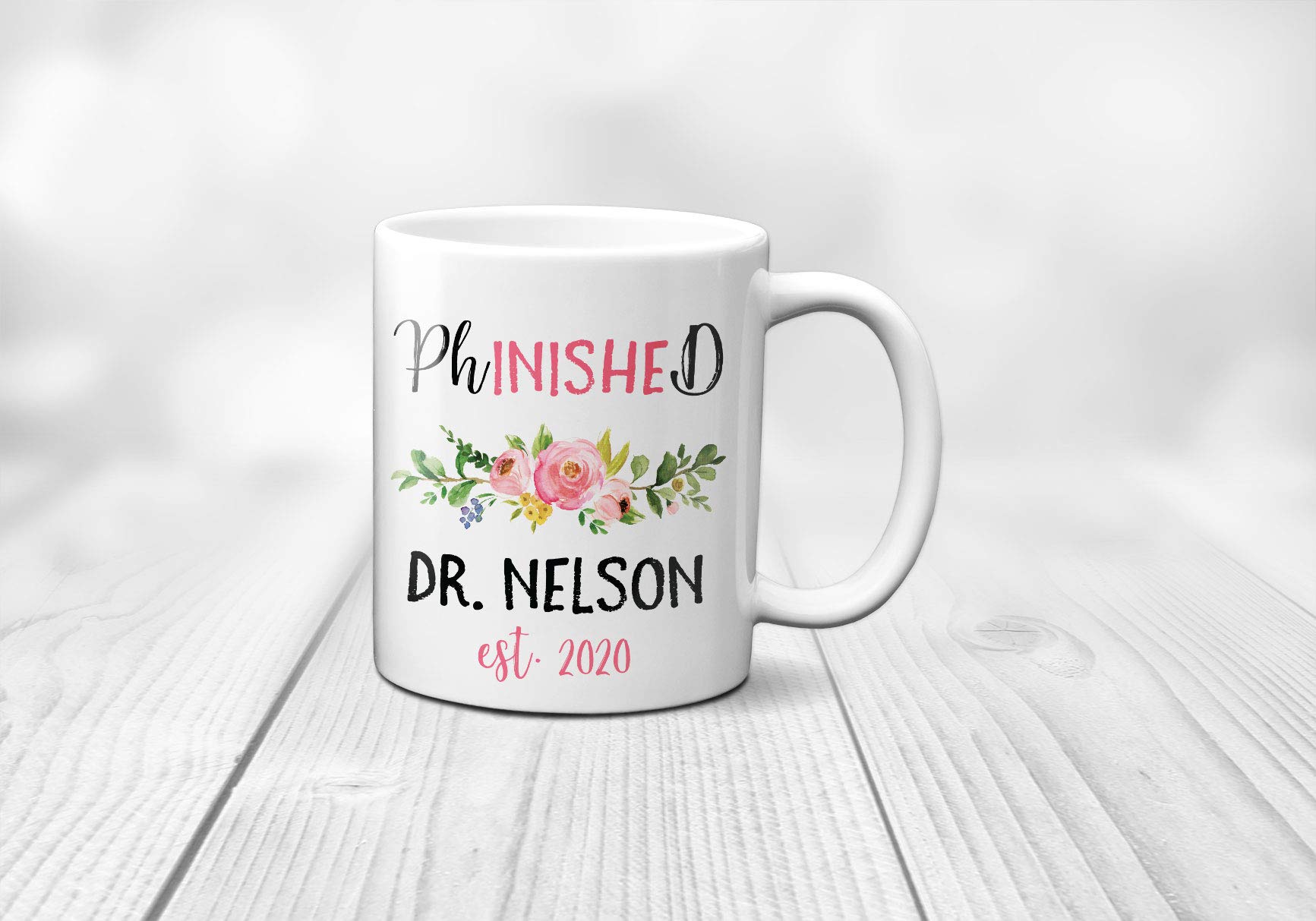 CANARY ROAD PhinisheD Coffee Cup | PhD Graduation Mug | Personalized PhD Gift | PHd Graduation Gift | Phinally Done | PhD Present