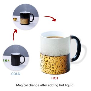 Heat changing coffee mug.Cuunumu.Color changing mug-add hot liquid and beer will appear.12oz funny coffee ceramics mug-creative gift choice for kids and friends(beer)