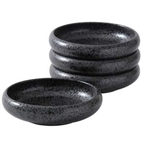 uaral japanese plates serving dishes,salad bowl set,dessert plate,appetizer plate set of 4,5.5inch(black speckled)