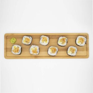 Lymhy 2 Pack Japanese Bamboo Sushi Serving Tray Plate Rice dinner party wooden Display Theme plate Board