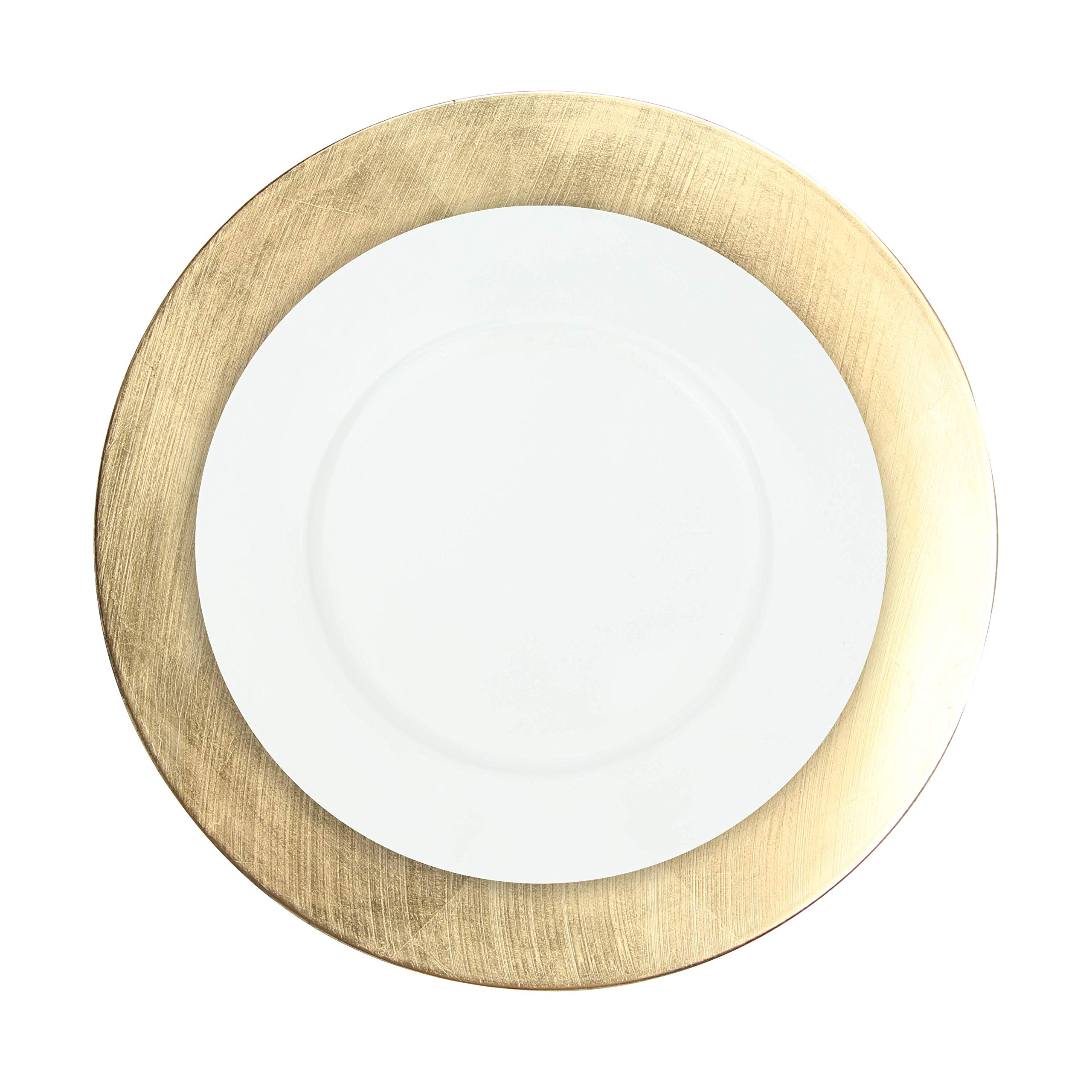 USA Party Flower 13 Inch Elegant Hand Brushed Finish Plastic Charger Plate Set of 12 (Gold)