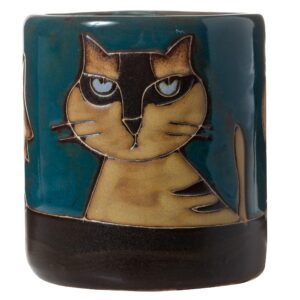 Mara Stoneware Teal Cats Kittens Kitties 16oz Handcrafted Mug