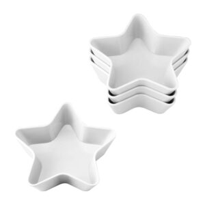 upware 4-piece melamine mini bowls star decor small serving bowl for dessert, snack, ice cream, nuts or fruit, 5.5 inch melamine dessert bowls star shape bowl (patriotic star, white)