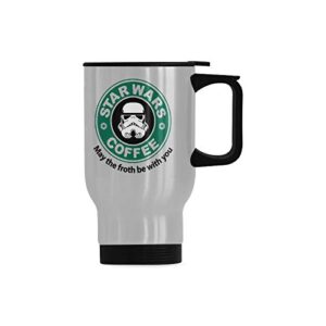 SCSF May The Froth Be With You Travel Coffee Mug Stainless Steel Travel Tea Cup 14 Ounce