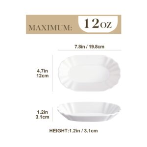 MALACASA Small Appetizer Plates Set of 6, 7.75 Inches Porcelain Dessert Plates, Small Dinner Plates, Small White Plates, Small Salad Plates, Square Side Dishes, Series REG