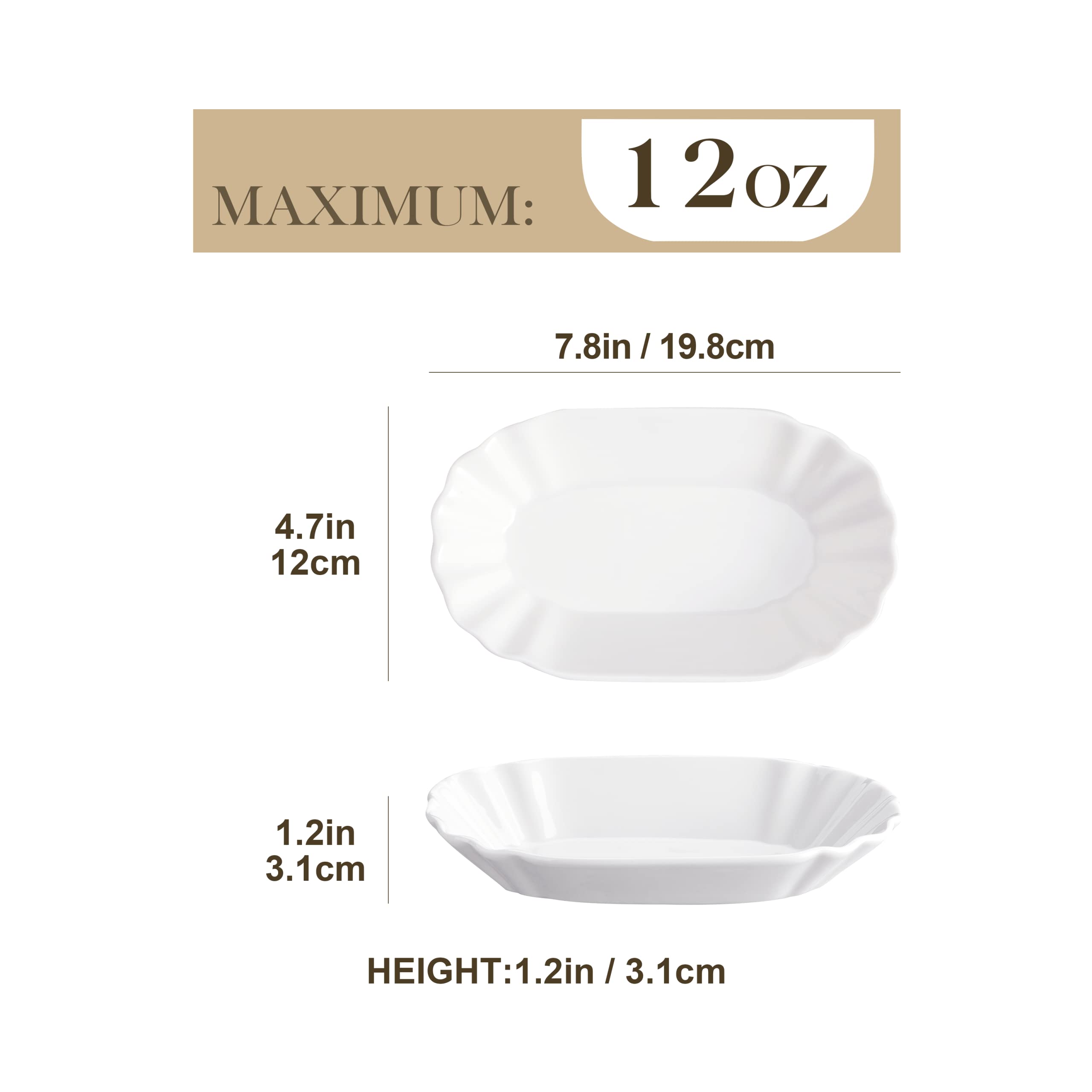 MALACASA Small Appetizer Plates Set of 6, 7.75 Inches Porcelain Dessert Plates, Small Dinner Plates, Small White Plates, Small Salad Plates, Square Side Dishes, Series REG