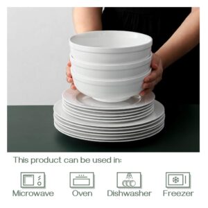 DOWAN Soup Bowls for Kitchen, 32 oz White Bowls for Cereal Salad Ramen Noodle, Porcelain Bowls with Non-slip Design, Sturdy and Easy to Hold, Set of 3, 7.25 Inch