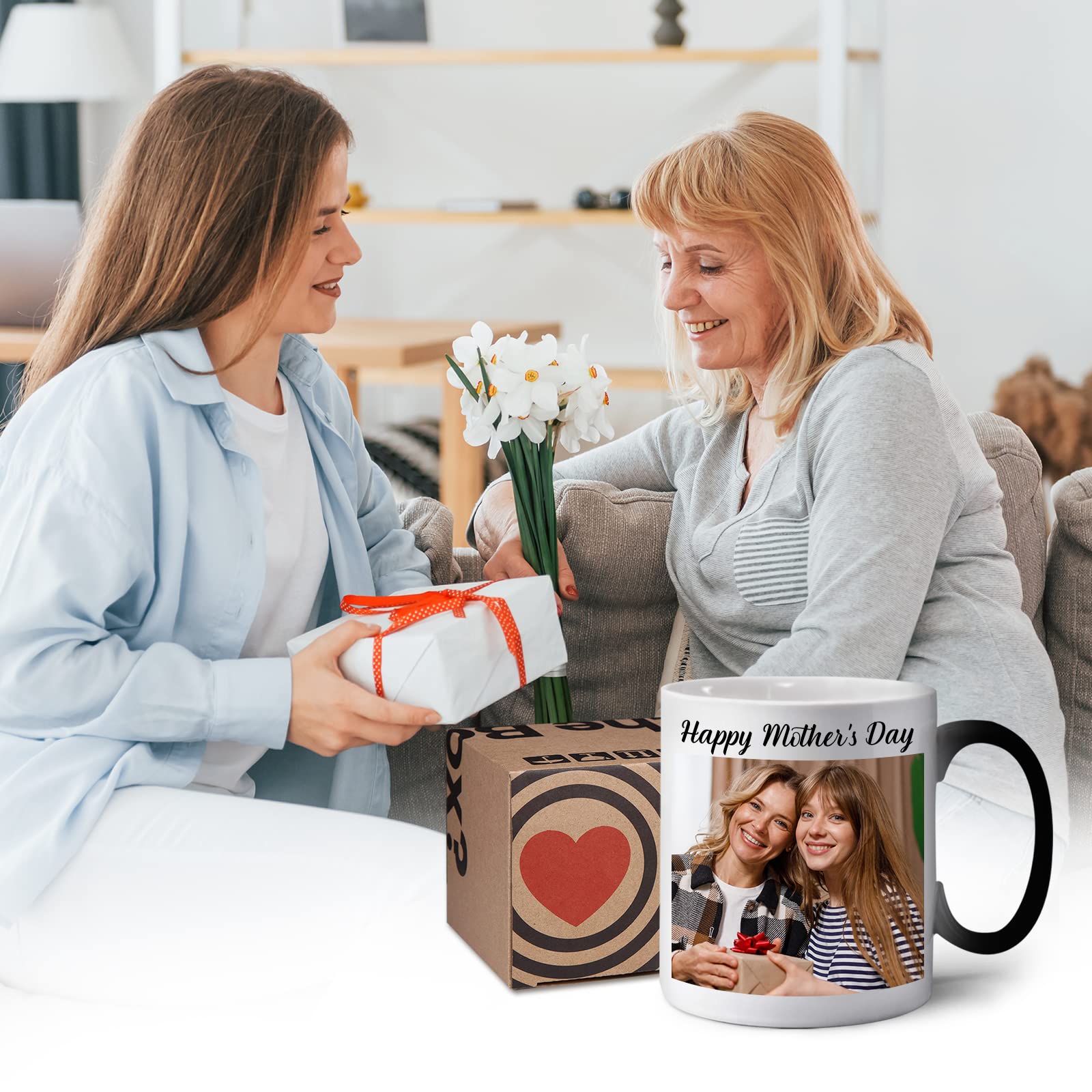 Baosity Personalized Magic Mug, Custom Color Changing Coffee Mug, Personalized cups w/Picture, Text, Name - Personalized Gifts for Mom, Dad, Family, BestFriend, Mothers Day, Party Favors Mug 11oz