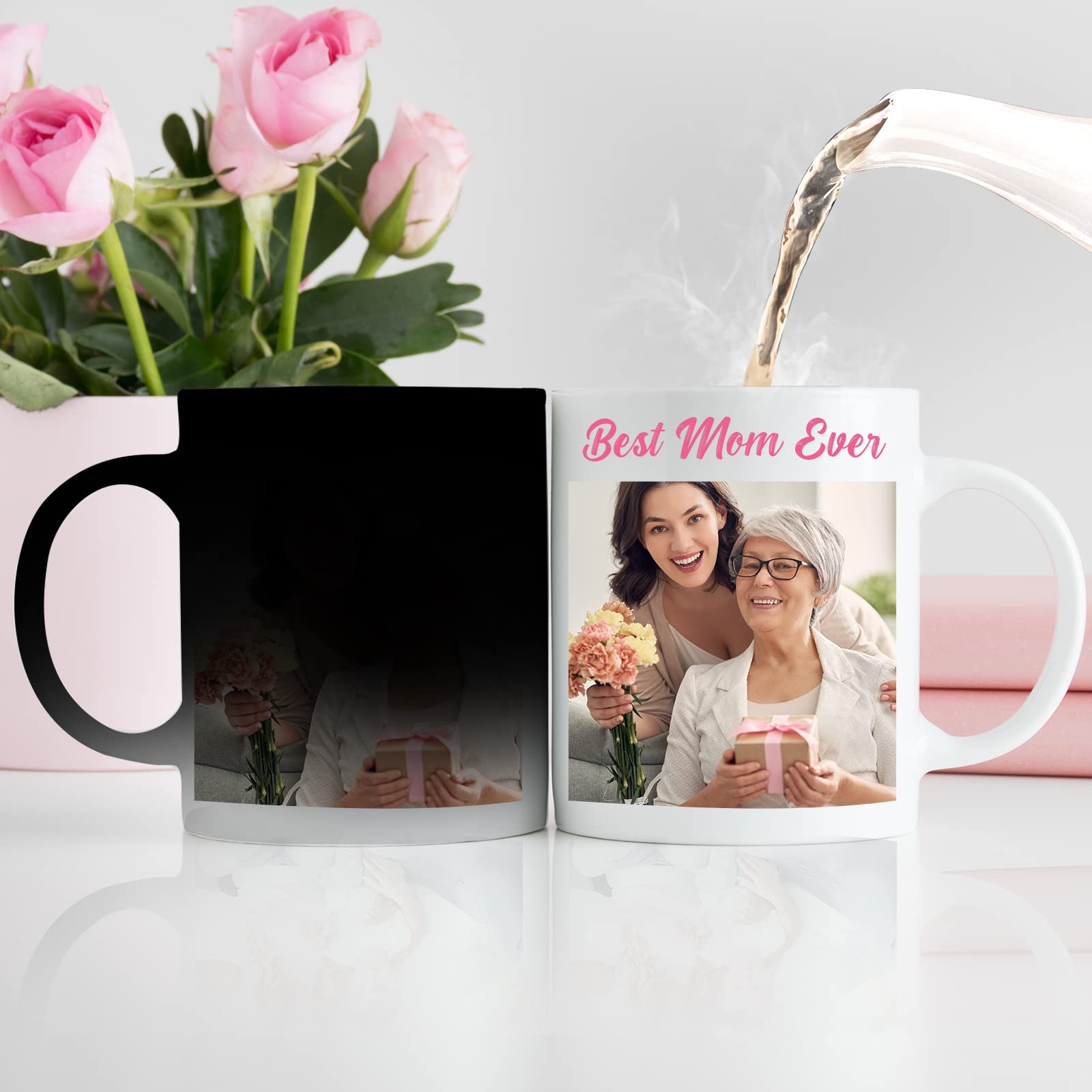 Baosity Personalized Magic Mug, Custom Color Changing Coffee Mug, Personalized cups w/Picture, Text, Name - Personalized Gifts for Mom, Dad, Family, BestFriend, Mothers Day, Party Favors Mug 11oz