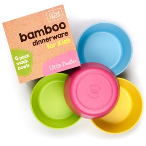 GET FRESH Bamboo Kids Snack Bowls, Set of 4 Bowls for Kids, Kids BPA Free bowls, Bamboo Dinnerware for Everyday Use, Kids Bamboo Bowls, Dishwasher Safe and Stackable