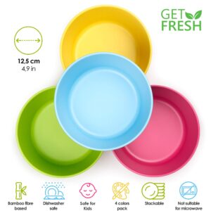 GET FRESH Bamboo Kids Snack Bowls, Set of 4 Bowls for Kids, Kids BPA Free bowls, Bamboo Dinnerware for Everyday Use, Kids Bamboo Bowls, Dishwasher Safe and Stackable