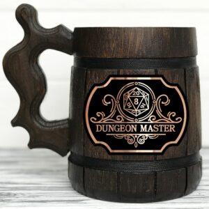 dungeon master beer mug. dungeon and dragons mug. dungeon master stein. d&d gift. wooden beer stein. best gift. wooden beer mug. wood beer mug gamer gift beer tankard k145