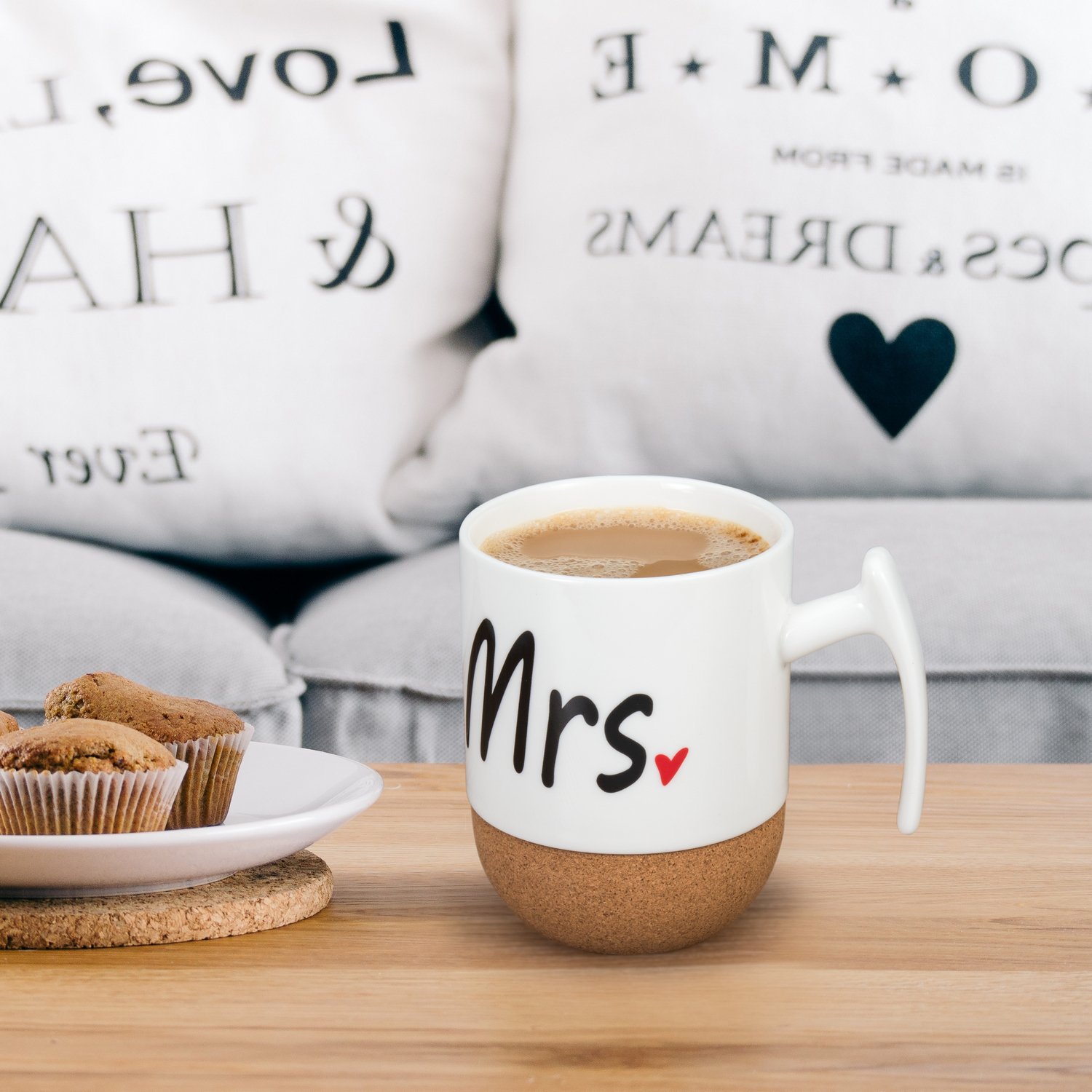 Zi-Rui Novelty Mr and Mrs Mugs Set,Wedding Gifts for Couple, Engagement Bridal Shower Gift Unique Anniversary Married Couple Gift,Great Valentine Christmas Gift,Cork Bottom Design Ceramic Cups 10.5oz