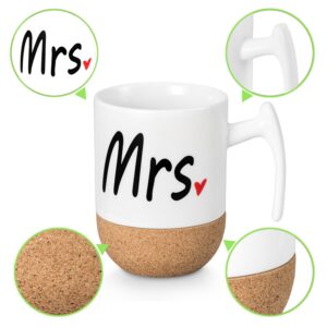 Zi-Rui Novelty Mr and Mrs Mugs Set,Wedding Gifts for Couple, Engagement Bridal Shower Gift Unique Anniversary Married Couple Gift,Great Valentine Christmas Gift,Cork Bottom Design Ceramic Cups 10.5oz