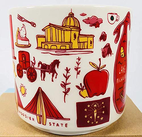 Starbucks Indiana Ceramic Mug Been There Series Across the Globe Collection, 14 ounces