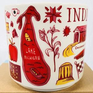 Starbucks Indiana Ceramic Mug Been There Series Across the Globe Collection, 14 ounces