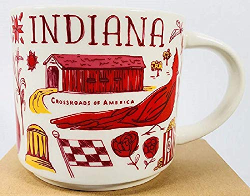 Starbucks Indiana Ceramic Mug Been There Series Across the Globe Collection, 14 ounces