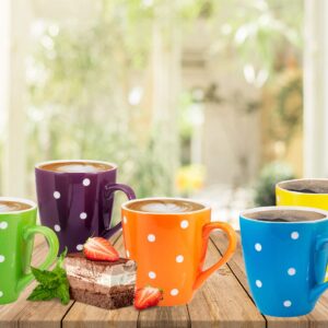 Bruntmor 16 Oz Polka Dot Coffee Mug Set of 6, Large 16 Ounce Ceramic Mugcup Set In Multi Color Dot Design, Best Coffee Mug For Your Christmas Or Birthday Gift