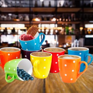 Bruntmor 16 Oz Polka Dot Coffee Mug Set of 6, Large 16 Ounce Ceramic Mugcup Set In Multi Color Dot Design, Best Coffee Mug For Your Christmas Or Birthday Gift