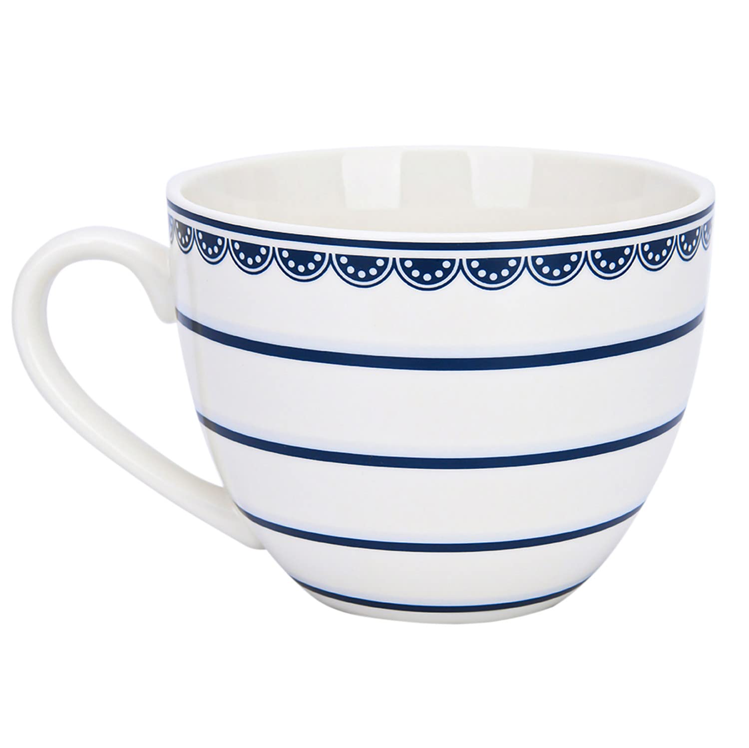 STP GOODS Bone China Kitchen Teacups 8.8 fl oz (260 ml) Floral Tea Cups Vintage Indigo Tea Cup and Saucer Set of 4 Pretty Tea Cup with Matching Saucer Christmas Mugs