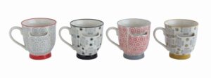 hand-stamped mug with tea bag holder, 4 styles